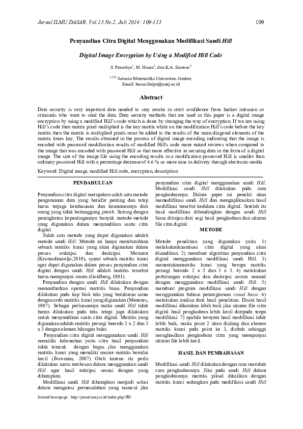 (PDF) Digital Image Encryption by Using a Modified Hill Code