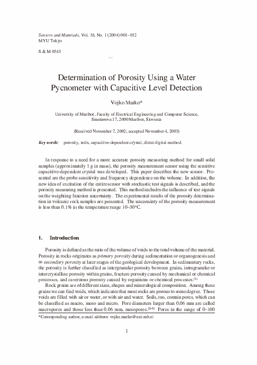 (PDF) Determination of Porosity Using a Water Pycnometer with ...