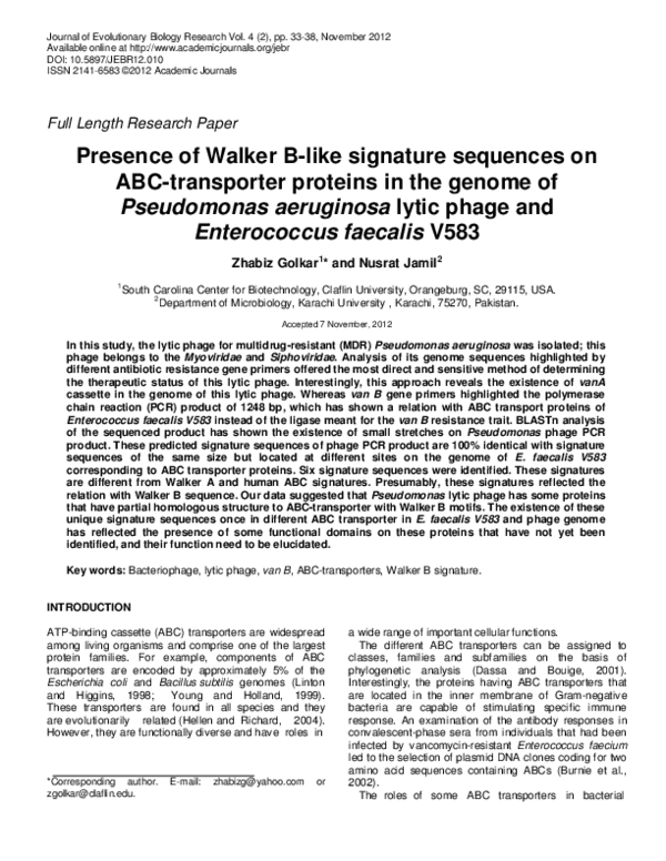 (PDF) Presence of Walker B-like signature sequences on ABC-transporter ...