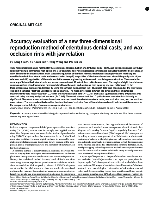 (PDF) Accuracy evaluation of a new three-dimensional reproduction ...