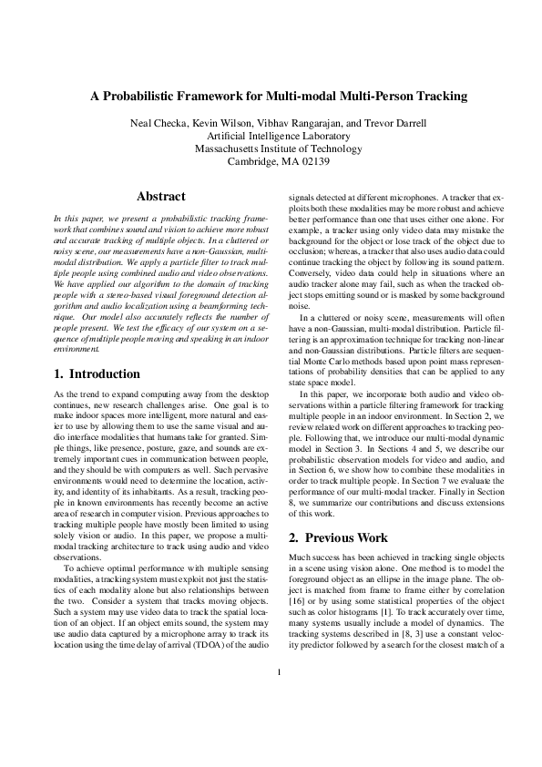 (PDF) A Probabilistic Framework for Multi-modal Multi-Person Tracking
