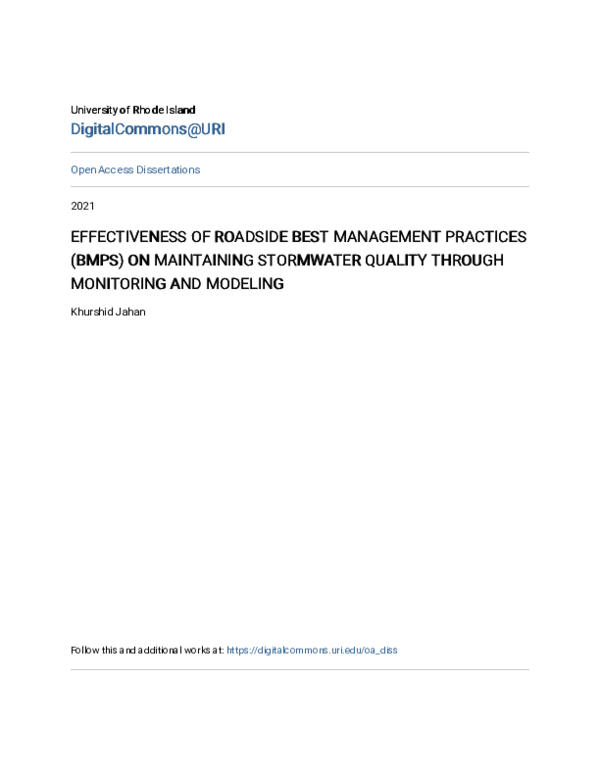 (PDF) Effectiveness of Roadside Best Management Practices (BMPS) on ...