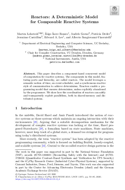 Pdf Reactors A Deterministic Model For Composable Reactive Systems
