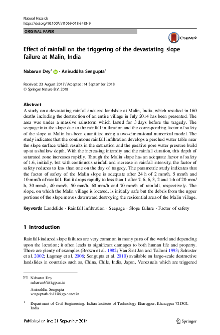 (PDF) Effect of rainfall on the triggering of the devastating slope ...