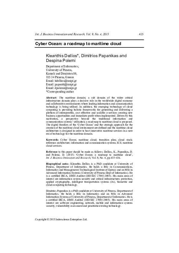 (PDF) Cyber Ocean: a roadmap to maritime cloud