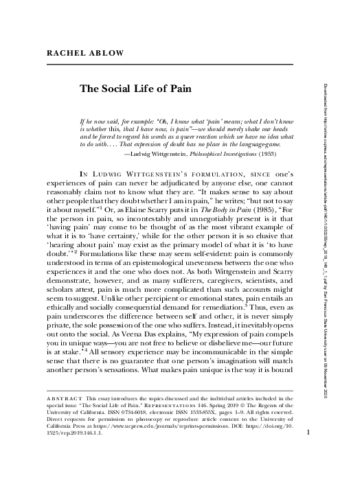 (PDF) The Social Life of Pain