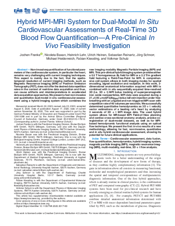 (PDF) Hybrid MPI-MRI System for Dual-Modal In Situ Cardiovascular ...