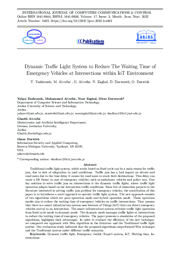 (PDF) Dynamic Traffic Light System to Reduce The Waiting Time of ...