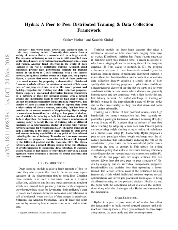 (PDF) Hydra: A Peer to Peer Distributed Training & Data Collection ...
