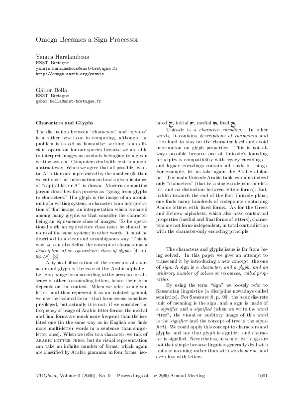 (PDF) The distinction between “characters ” and “glyphs” | Yannis ...