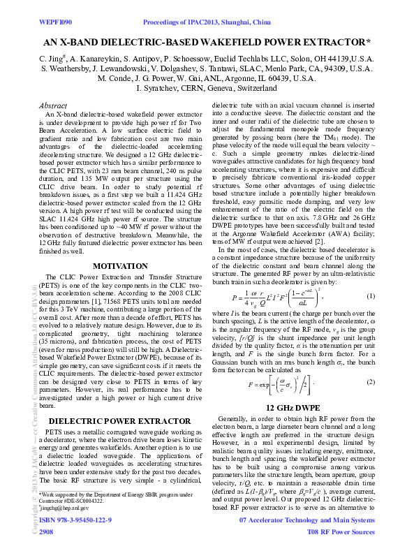 (PDF) Dielectric-Based Wakefield Power Extractor