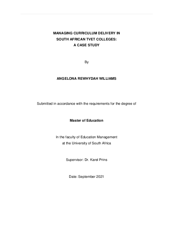 (PDF) Managing curriculum delivery in South African TVET colleges : a ...