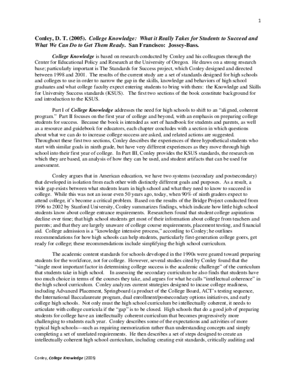 (PDF) College knowledge: what it really takes for students to succeed ...