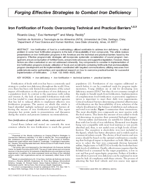 (PDF) Iron fortification of foods: overcoming technical and practical ...