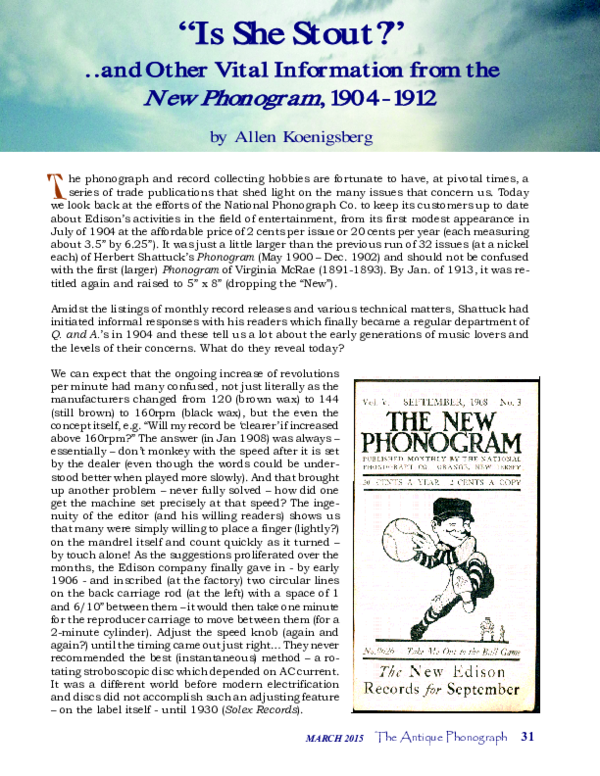 (PDF) Q & A in the 'New Phonogram,' 1904-1912