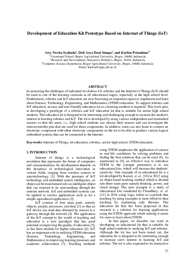 (PDF) Development of Education Kit Prototype Based on Internet of ...