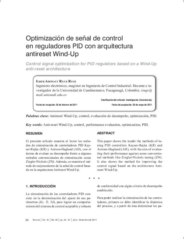 (PDF) Optimización de señal de control en reguladores PID con ...