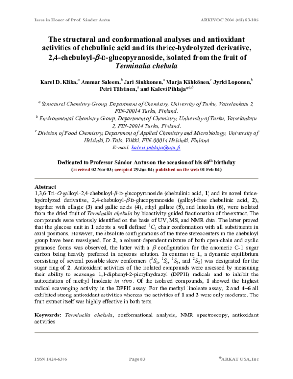 Pdf The Structural And Conformational Analyses And Antioxidant