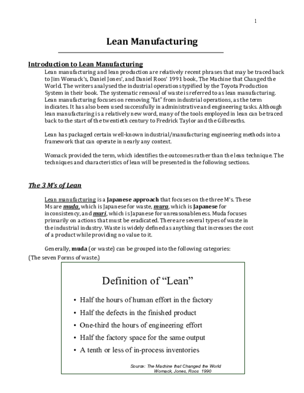 (DOC) Lean Manufacturing