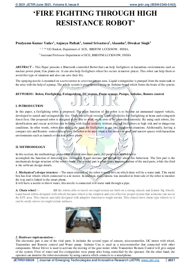 (PDF) Fire Fighting Through High Resistance Robot