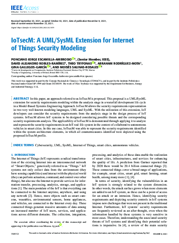 (PDF) IoTsecM: A UML/SysML Extension for Internet of Things Security ...