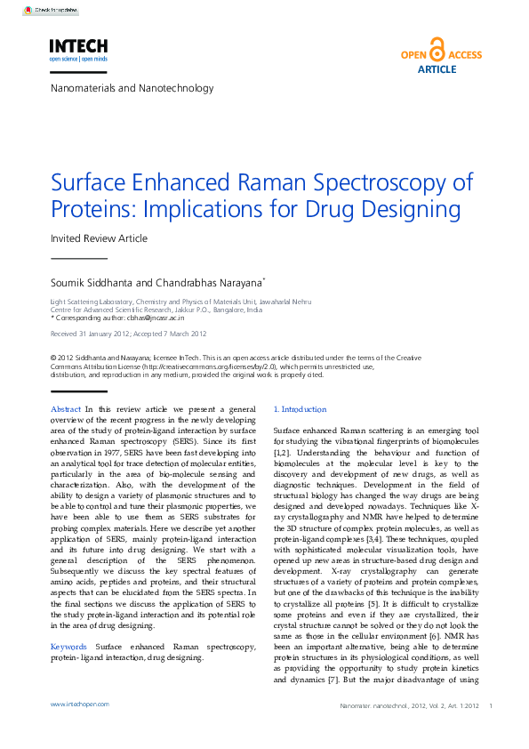 (PDF) Surface Enhanced Raman Spectroscopy of Proteins: Implications for ...