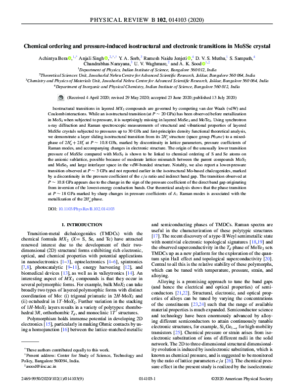 (PDF) Chemical ordering and pressure-induced isostructural and ...