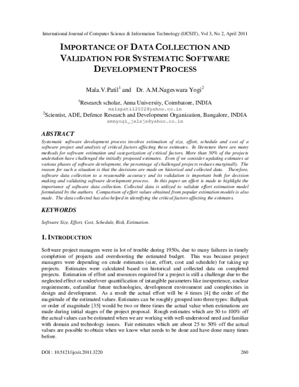 (PDF) Importance of Data Collection and Validation for Systematic ...