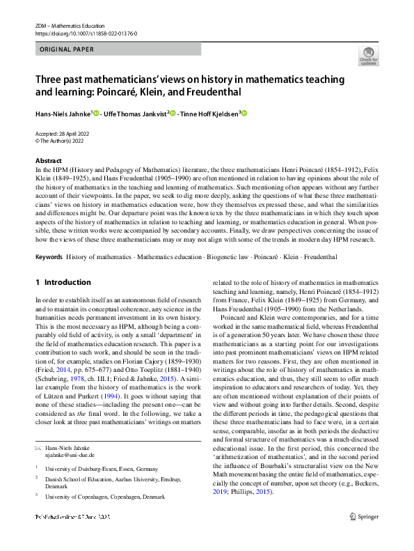 (PDF) Three past mathematicians’ views on history in mathematics ...
