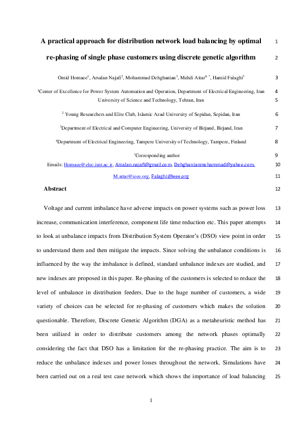 (PDF) A practical approach for distribution network load balancing by optimal re‐phasing of ...