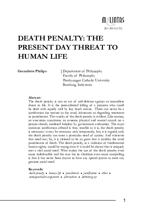 (PDF) Death Penalty: The Present Day Threat to Human Life