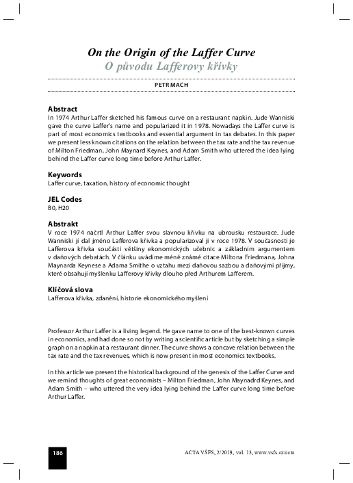 (PDF) On the Origin of the Laff er Curve