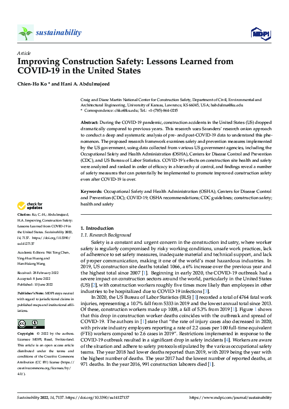 (PDF) Improving Construction Safety: Lessons Learned from COVID-19 in ...