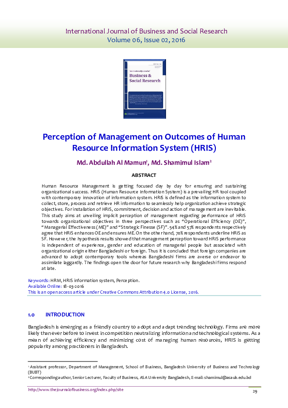 (PDF) Perception of Management on Outcomes of Human Resource ...