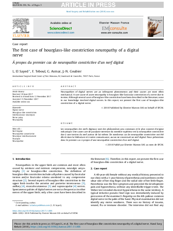 (PDF) The first case of hourglass-like constriction neuropathy of a ...