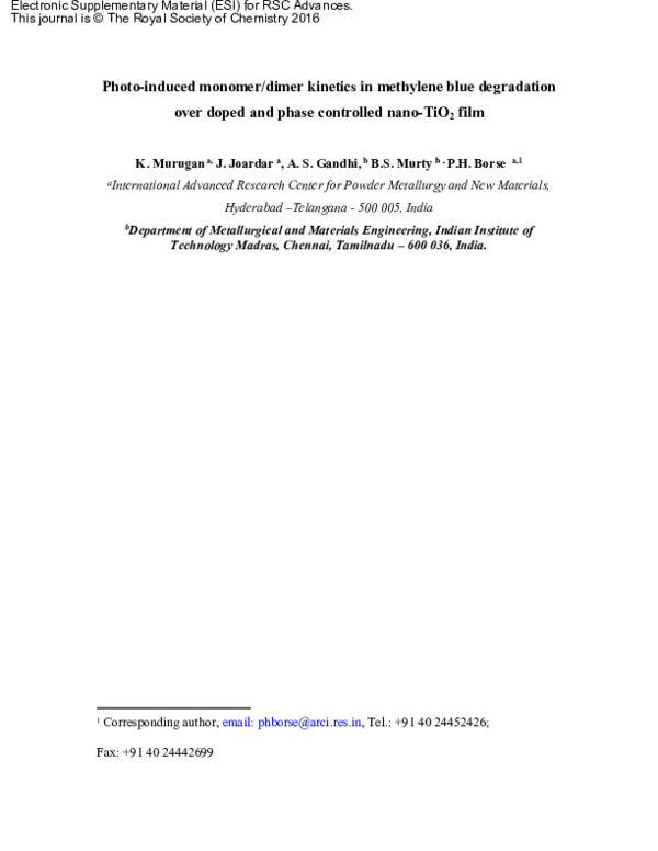 (PDF) Photo-induced monomer/dimer kinetics in methylene blue ...