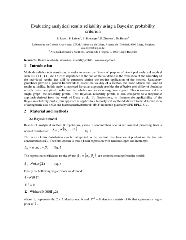 (PDF) Evaluating analytical results reliability using a Bayesian ...