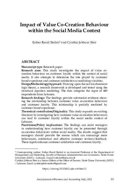 Pdf The Impact Of Value Co Creation Behaviour Within The Social Media Context