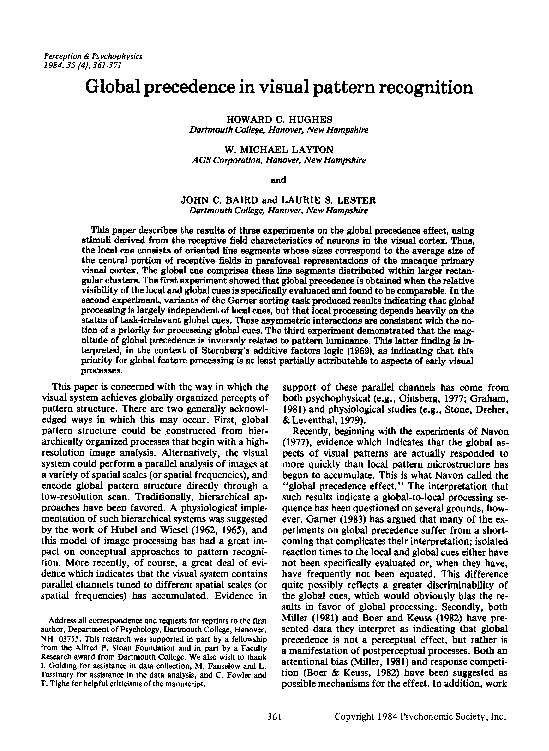 (PDF) Global precedence in visual pattern recognition