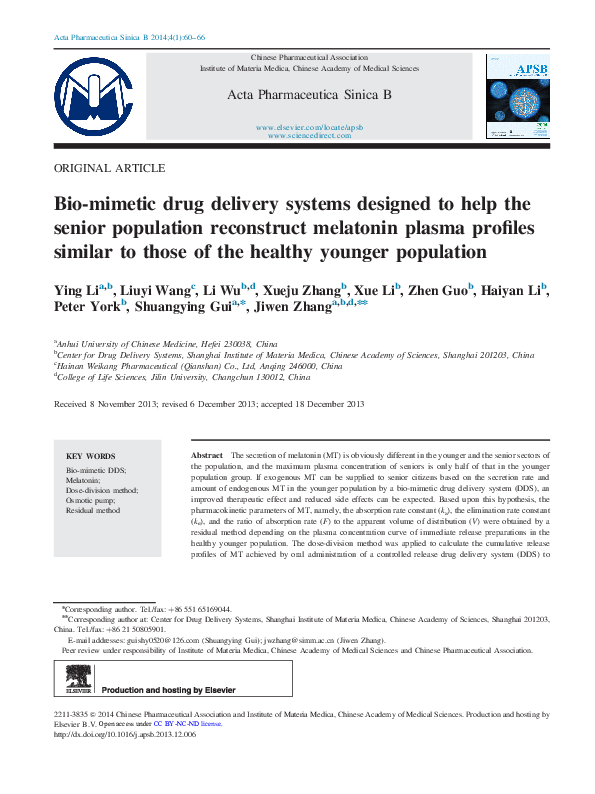 (PDF) Bio-mimetic drug delivery systems designed to help the senior ...