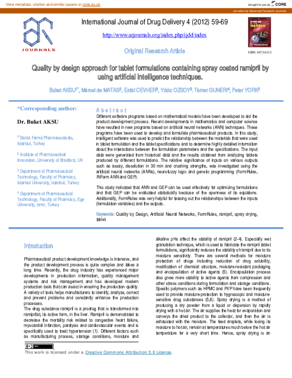 (PDF) Quality by design approach for tablet formulations containing ...