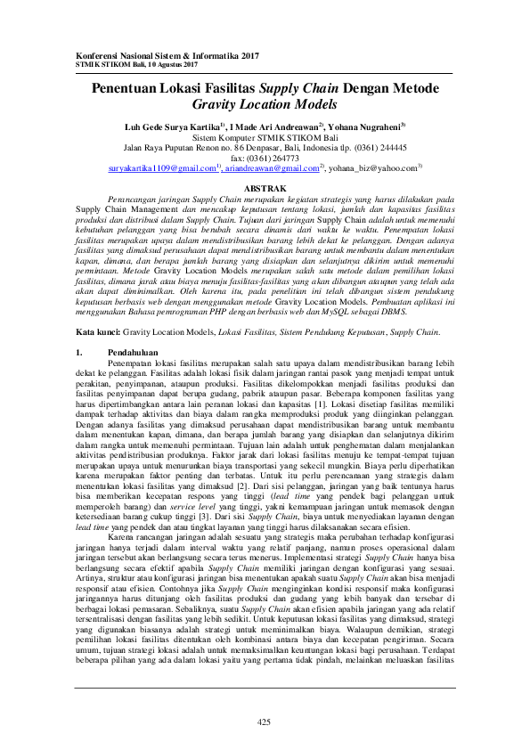 (PDF) Penentuan Lokasi Fasilitas Supply Chain Dengan Metode Gravity ...