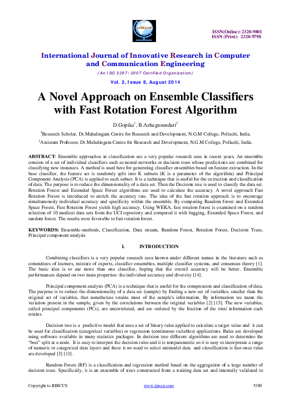 (PDF) A Novel Approach on Ensemble Classifierswith Fast Rotation Forest ...