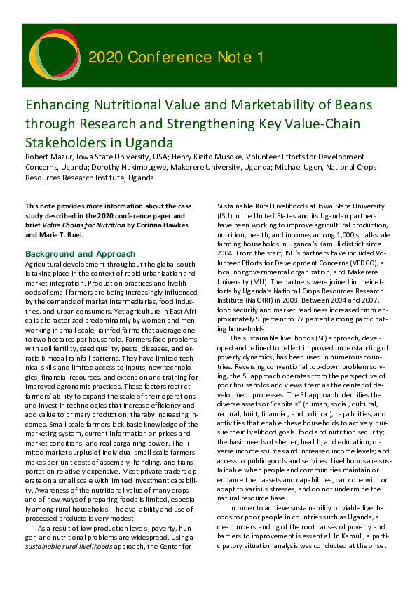 (PDF) Enhancing Nutritional Value and Marketability of Beans through Research and Strengthening ...