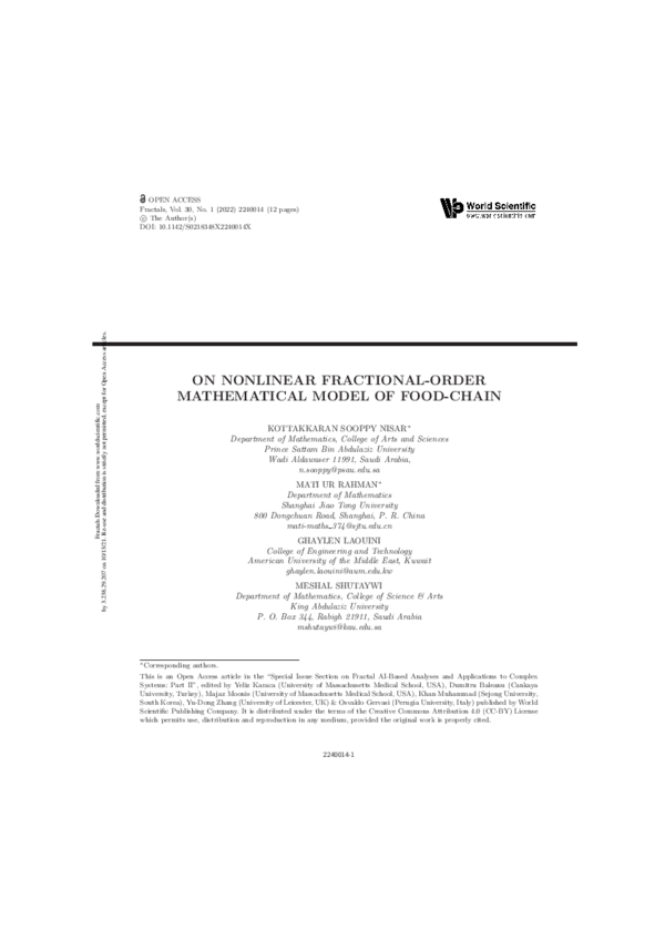 (PDF) On Nonlinear Fractional-Order Mathematical Model of Food-Chain ...