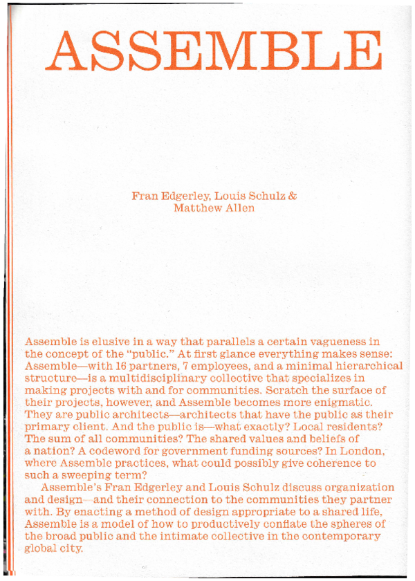 (PDF) Interview with Fran Edgerley and Louis Schulz of Assemble