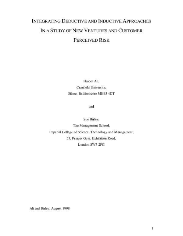 (PDF) Integrating deductive and inductive approaches in a study of new ...