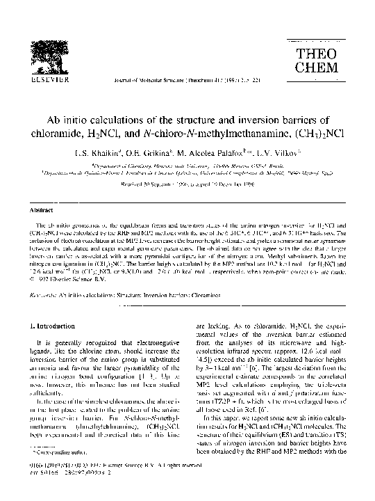 (PDF) Ab initio calculations of the structure and inversion barriers of ...