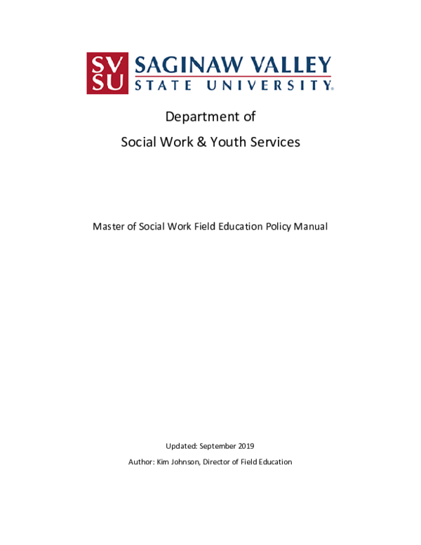 (PDF) Social Work & Youth Services Master of Social Work Field Education Policy Manual