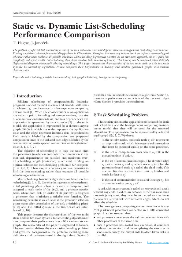 (PDF) Static vs. Dynamic List-Scheduling Performance Comparison